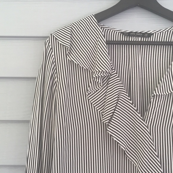 Zara | Tops | Nwt Zara Striped Blouse With Ruffles | Poshmark